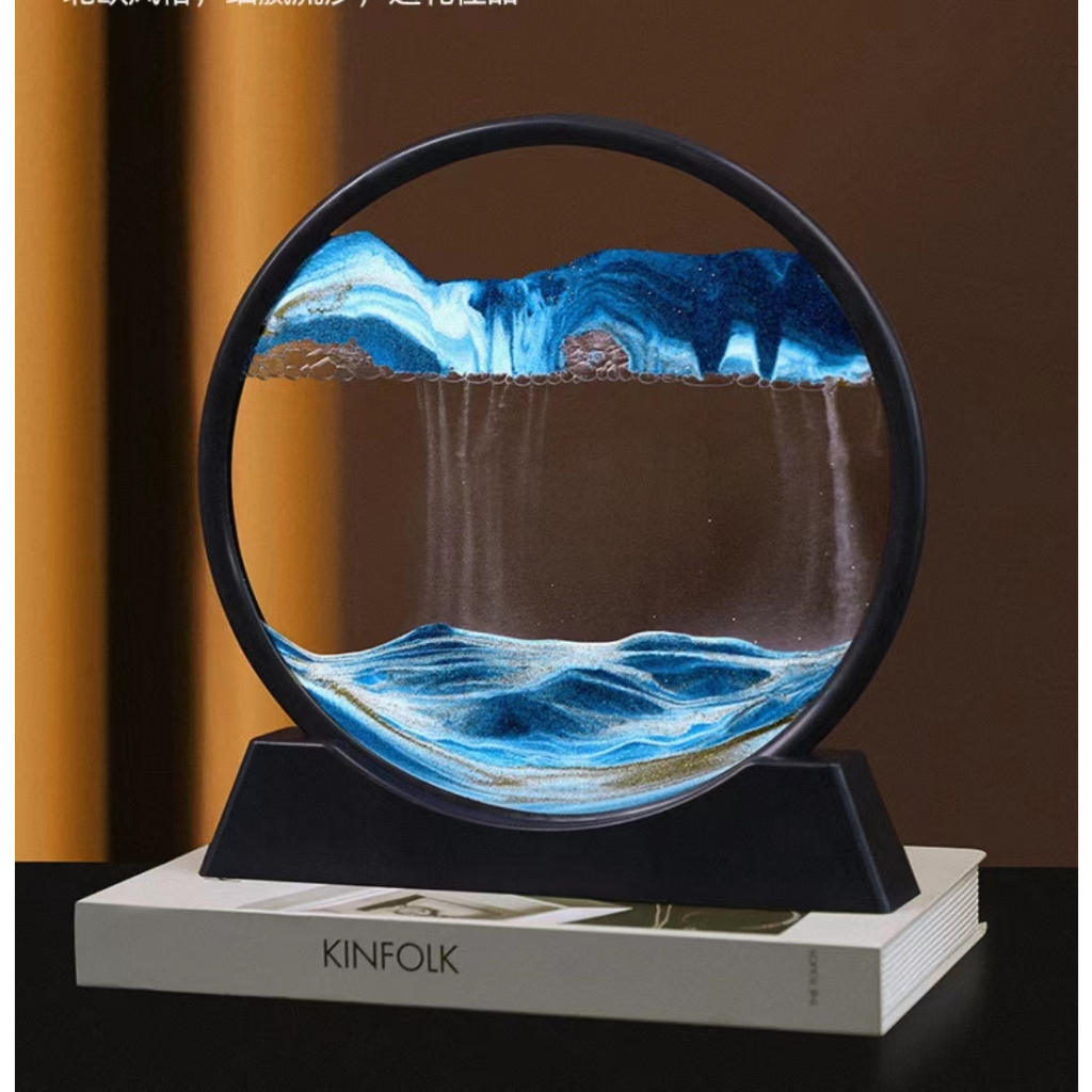 Moving Sand Art Picture Round Glass 3D Hourglass Sand art frame ...