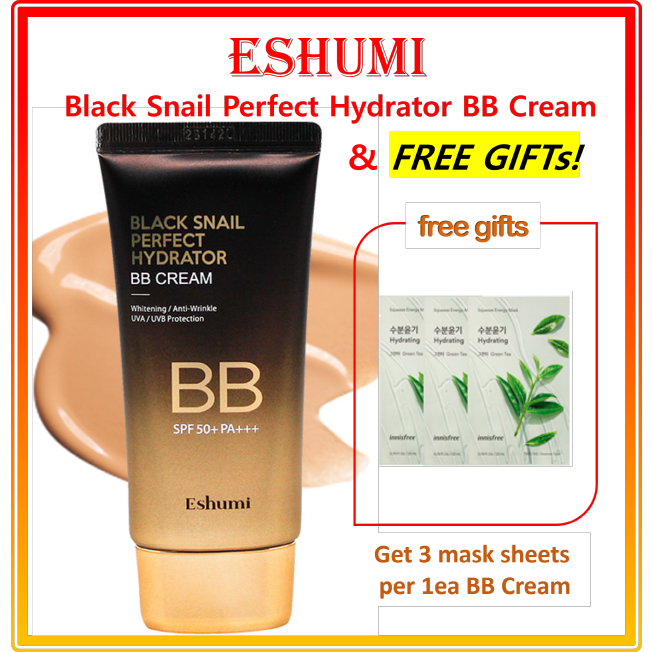 Eshumi Black Snail Perfect Hydrator BB Cream (Free gift★ innisfree ...
