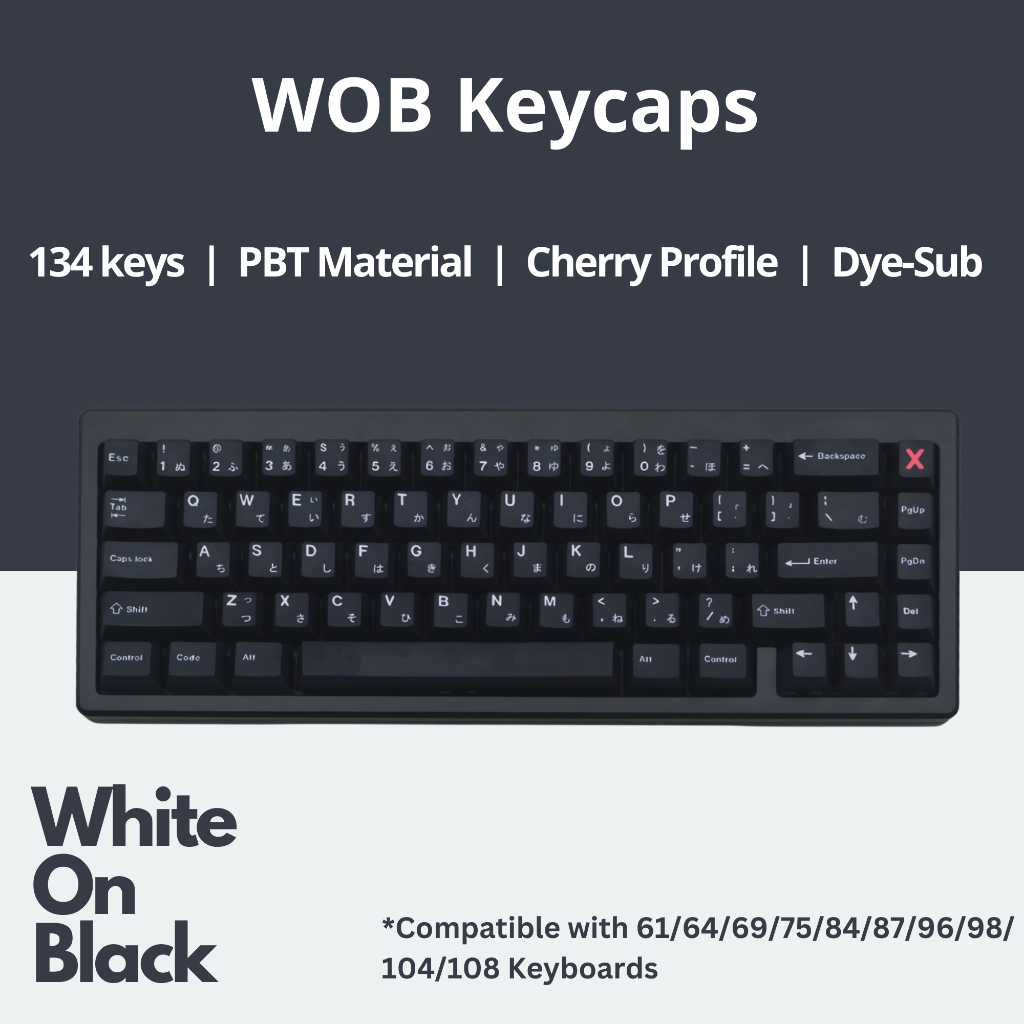 [SG Local Stock] White on Black (WOB) Keycaps| 134 Keys | Cherry ...
