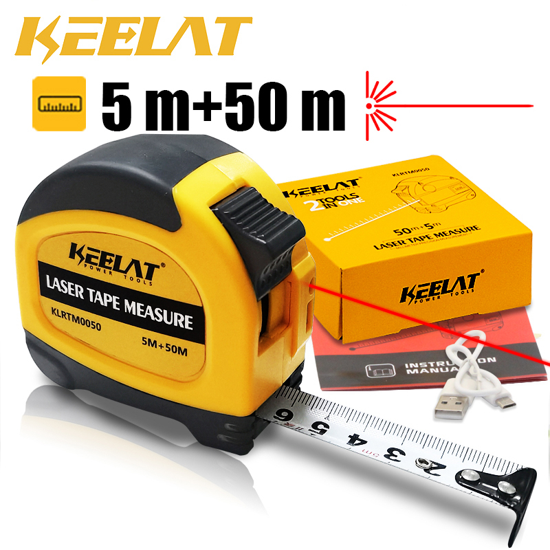 KEELAT Laser Tape Measure M In Ft LED Display La ser Rangefinder with Backlight Laser Range Finder 50m USB Rechargeable Shopee Singapore