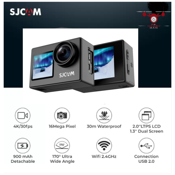 SJCAM SJ4000 Dual-Screen 4k Action Camera 30m waterproof with Ultra-wide 170° lens | Shopee ...