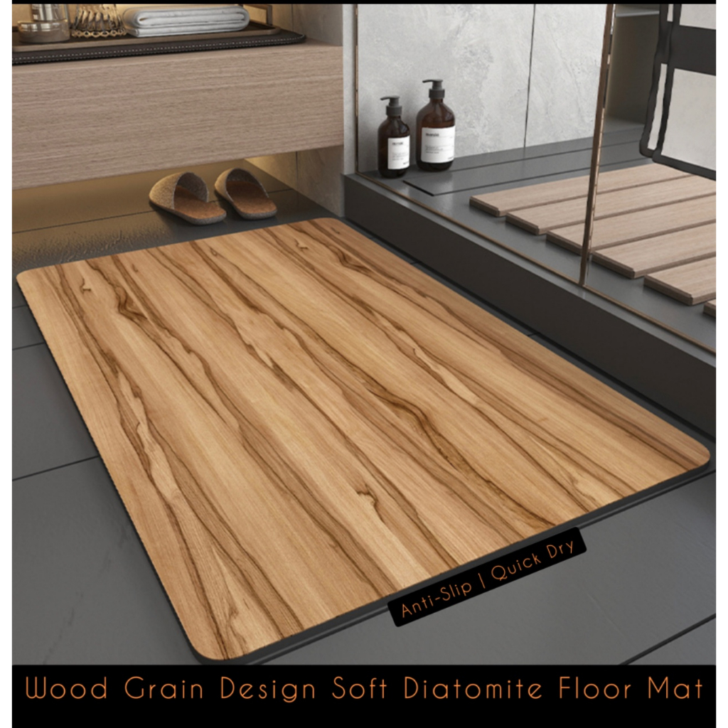 ~New In!~ Wood Grain Design Floor Mat 4mm Soft Diatomite Mat Diatom Mud ...