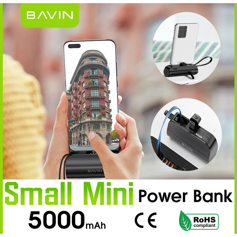 Bavin PC012/PC013 5000mAh Mini Fast Charging Power Bank with Built-in ...