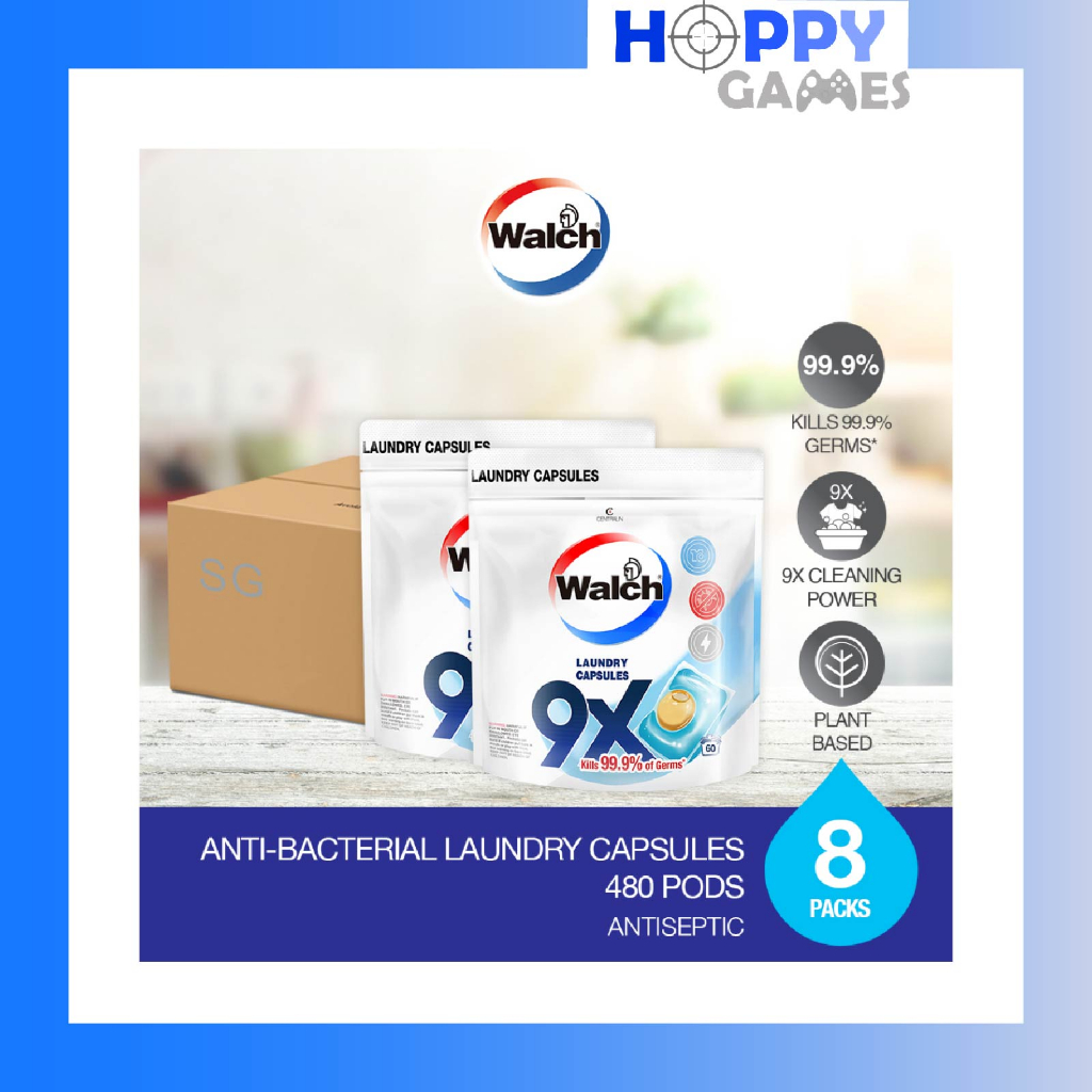 [8-PACK BUNDLE] Walch Laundry Capsules 9x Antiseptic Walch Laundry Pods ...