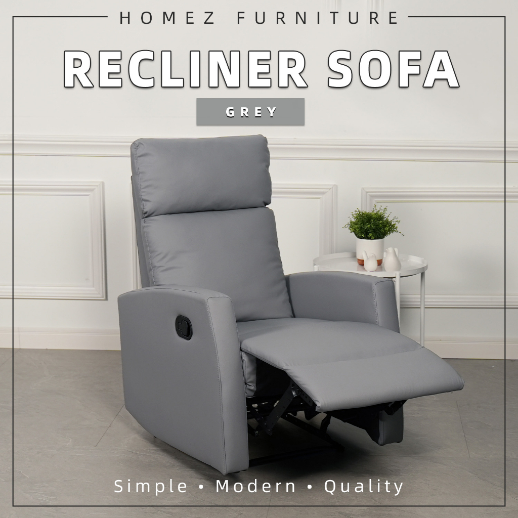 (Free Installation) Homez 3FT 1 Seater Fabric/TPU Recliner Sofa / Grey ...