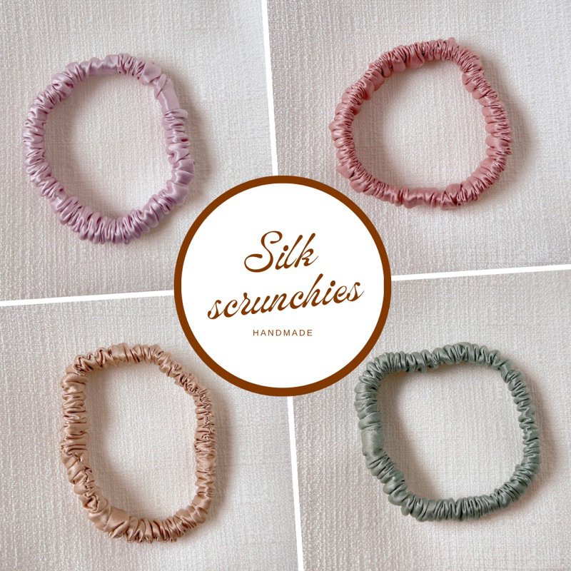 Mulberry Silk Scrunchies / Mini Scrunchie / Thin Scrunchie | Shopee ...
