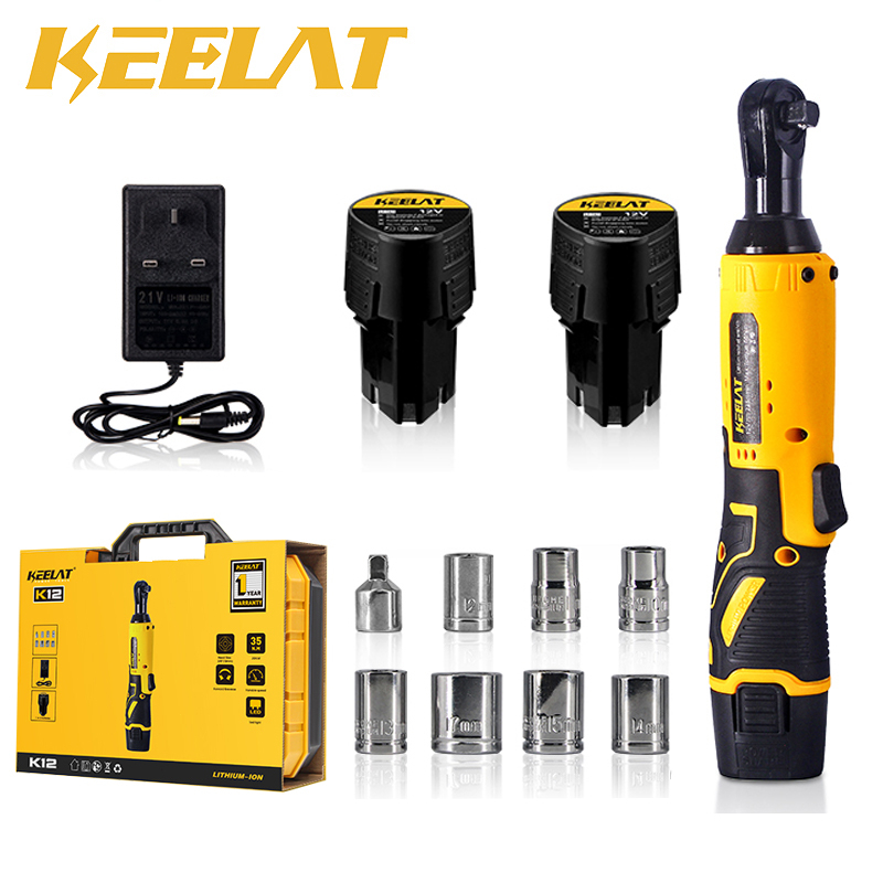KEELAT KRW002 Cordless Ratchet Wrench 3/8 electric Wrench Right Angle ...