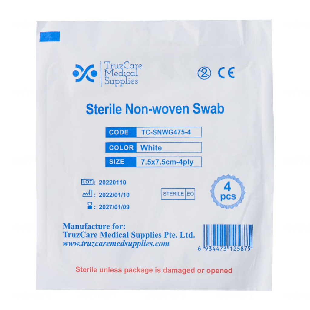 TruzCare Sterile Gauze Swab Non-Woven 7.5CM x 7.5CM 4Ply, 5pc/pk ...