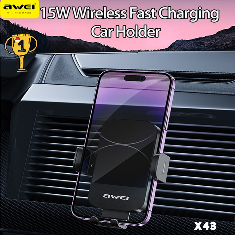 Awei X43 Magnetic Car Wireless Charger Holder Stand For Universal ...
