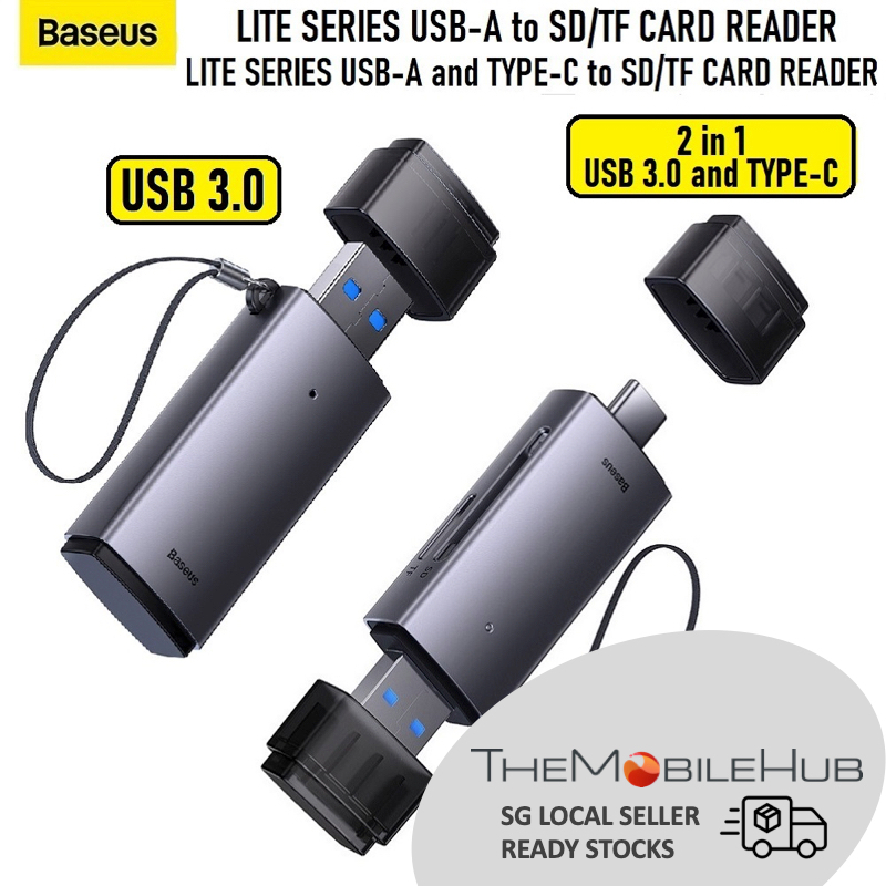 Baseus Lite Series USB 3.0 or USB 3.0 and Type-C to SD TF MicroSD Card ...