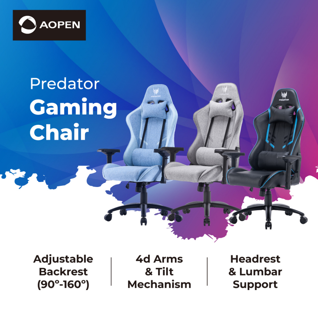 Acer Predator Gaming Chair (SG Edition PVC, Fabric Grey, Fabric Blue ...