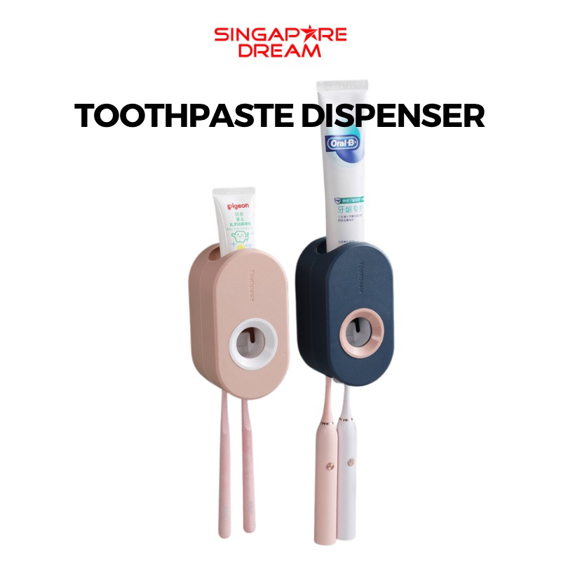 Toothpaste Dispenser - Wall Mount Toothbrush Holder Rack - Push to ...