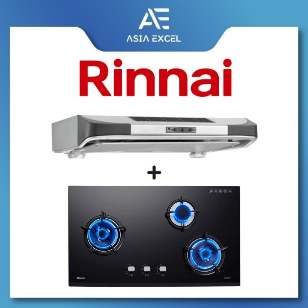 RINNAI RH-90ER 90CM SLIMLINE HOOD + RINNAI RB-93UG 3 BURNER GLASS GAS HOB | Shopee Singapore