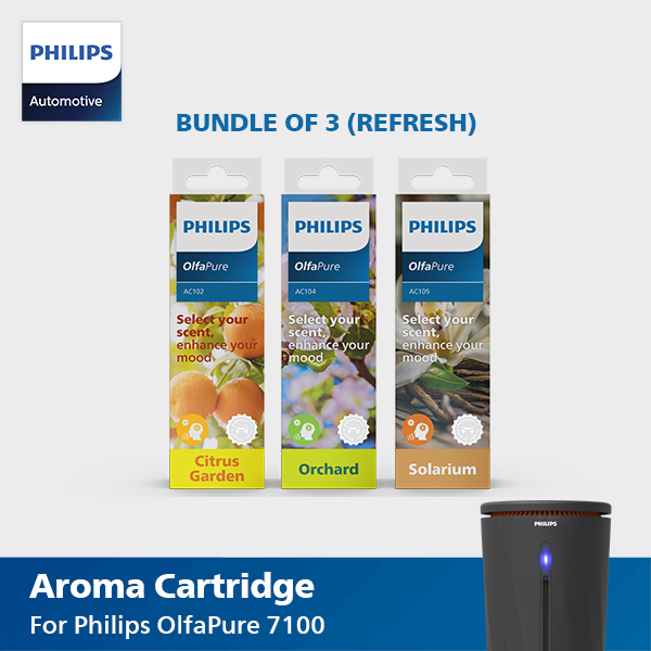 Bundle of 3 (Refresh) | Philips Smart Car Aroma Diffuser OlfaPure 7100 ...