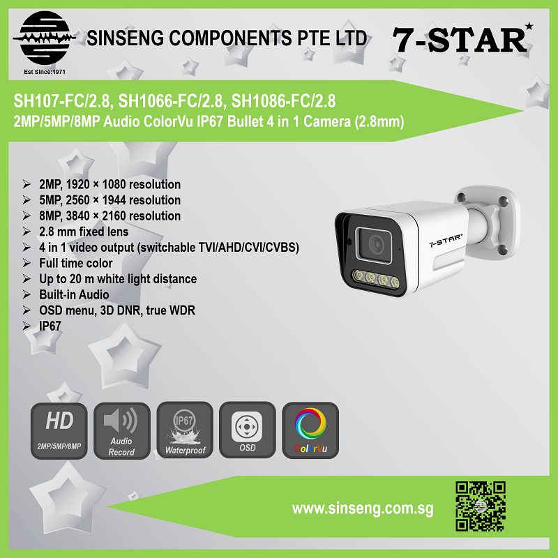7-STAR* 2MP/5MP/8MP Audio ColorVu IP67 Bullet 4 in 1 AHD/TVI/CVI/CVBS ...