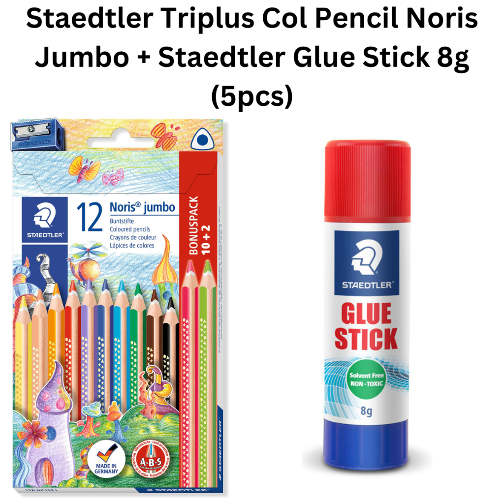 Staedtler Triplus Col Pencil Noris Jumbo + Staedtler Glue Stick (5pcs ...