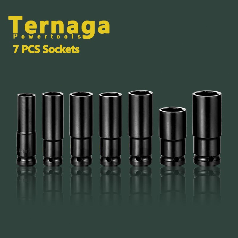 Ternaga Deep 1/2" Impact Wrench Hex Socket Head Set Kit 7 pcs 12~27mm ...