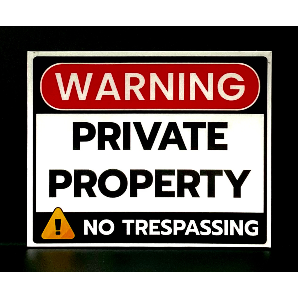 WARNING PRIVATE PROPERTY SIGNAGE ( 100mm x 80mm ) | Shopee Singapore