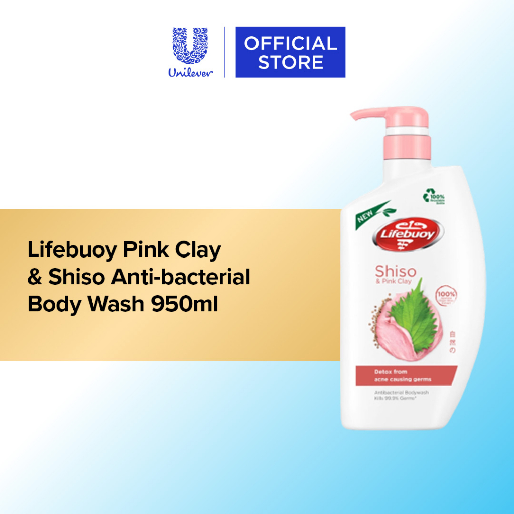 Lifebuoy Pink Clay & Shiso Anti-bacterial Body Wash 950ml | Shopee ...
