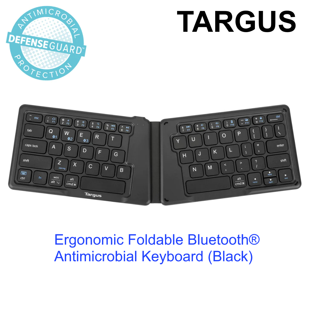 Targus Ergonomic Foldable Bluetooth® Antimicrobial Keyboard Black ...