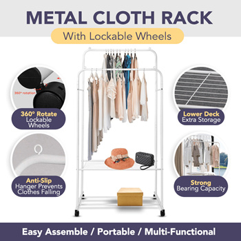 Metal Cloth Rack with Lockable Wheels / Clothes Drying Rack / for ...