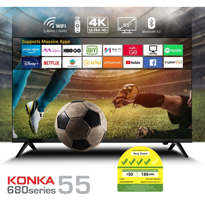 KONKA 55QR680 55" UHD ANDROID LED TV | Shopee Singapore