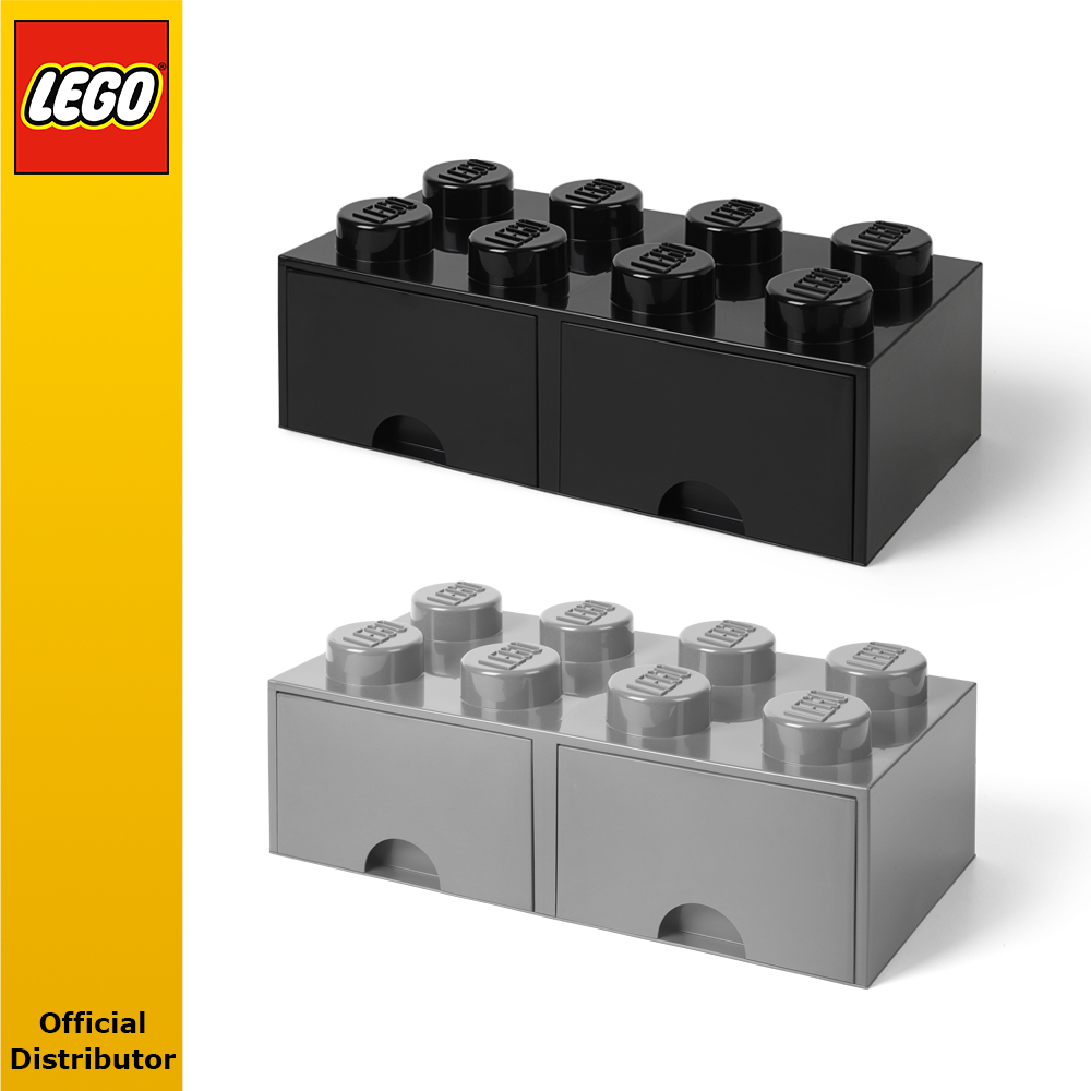 LEGO Storage Brick Drawer 8 Knobs Set of 2 (Black + Grey) | Shopee ...