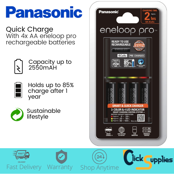 Panasonic Eneloop PRO Rechargeable Battery Charger Quick Charge 2 hours ...