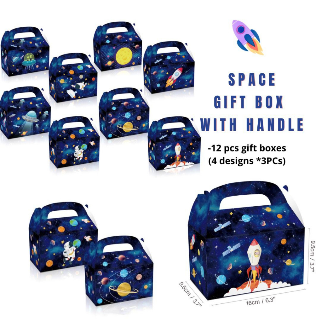 [SG Seller] 12 Pcs Space birthday goodie bag gift box candy boxes ...