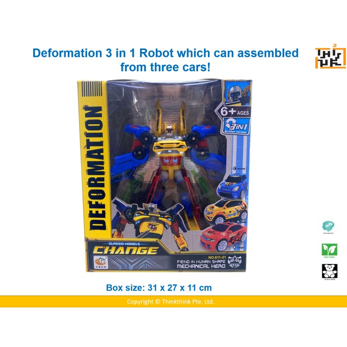 Deformation 3 in 1 Robot which can assembled from three cars! | Shopee ...