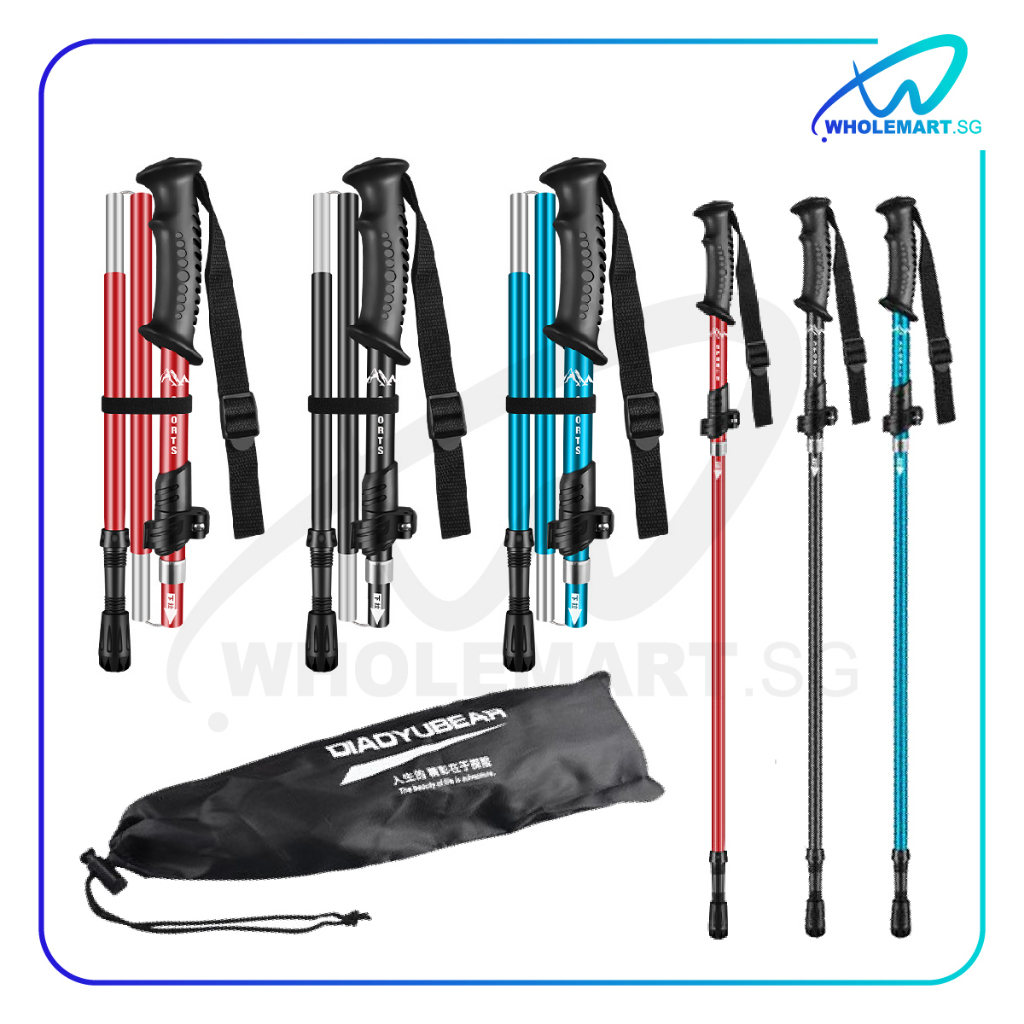 Collapsible Tri-fold Trekking Hiking Poles Carbon Fiber Pole Walking ...