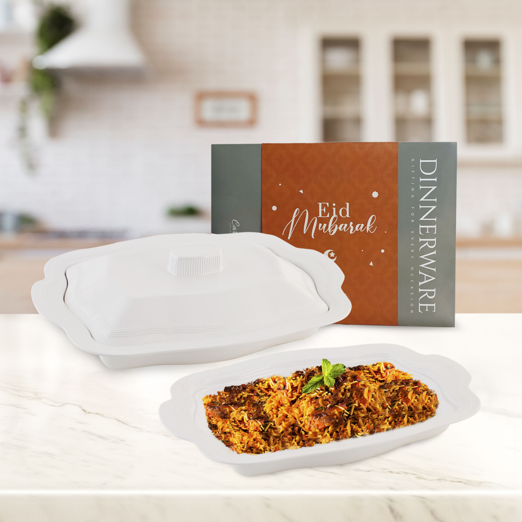 The Plate Story - Rectangle Serveware with Lid - White (Set of 1 ...