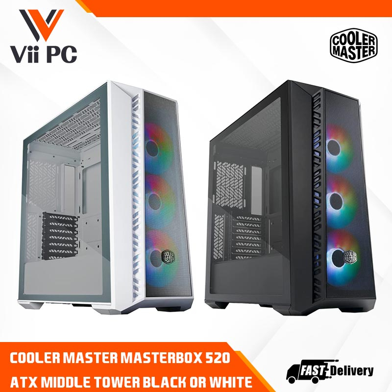 Cooler Master MasterBox 520 Mesh Black Or White Edition Airflow ATX Mid ...