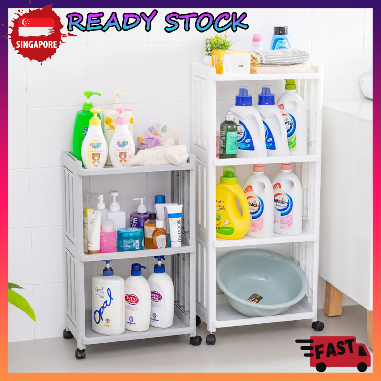 SG [READY STOCK] Multifunctional Storage Rack Trolley Bathroom Kitchen ...