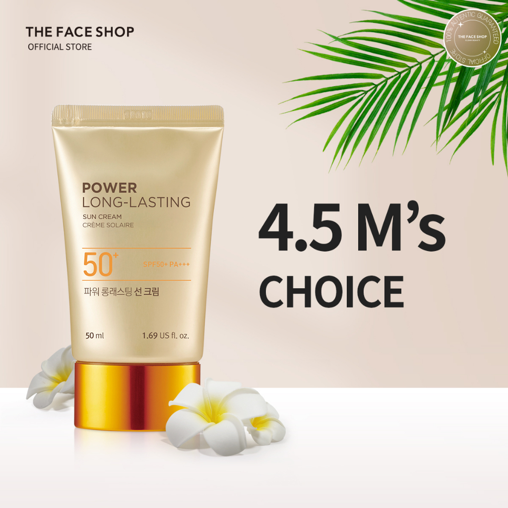 THEFACESHOP Power Long Lasting Sun Cream SPF50+ PA++ 50ml | Shopee ...