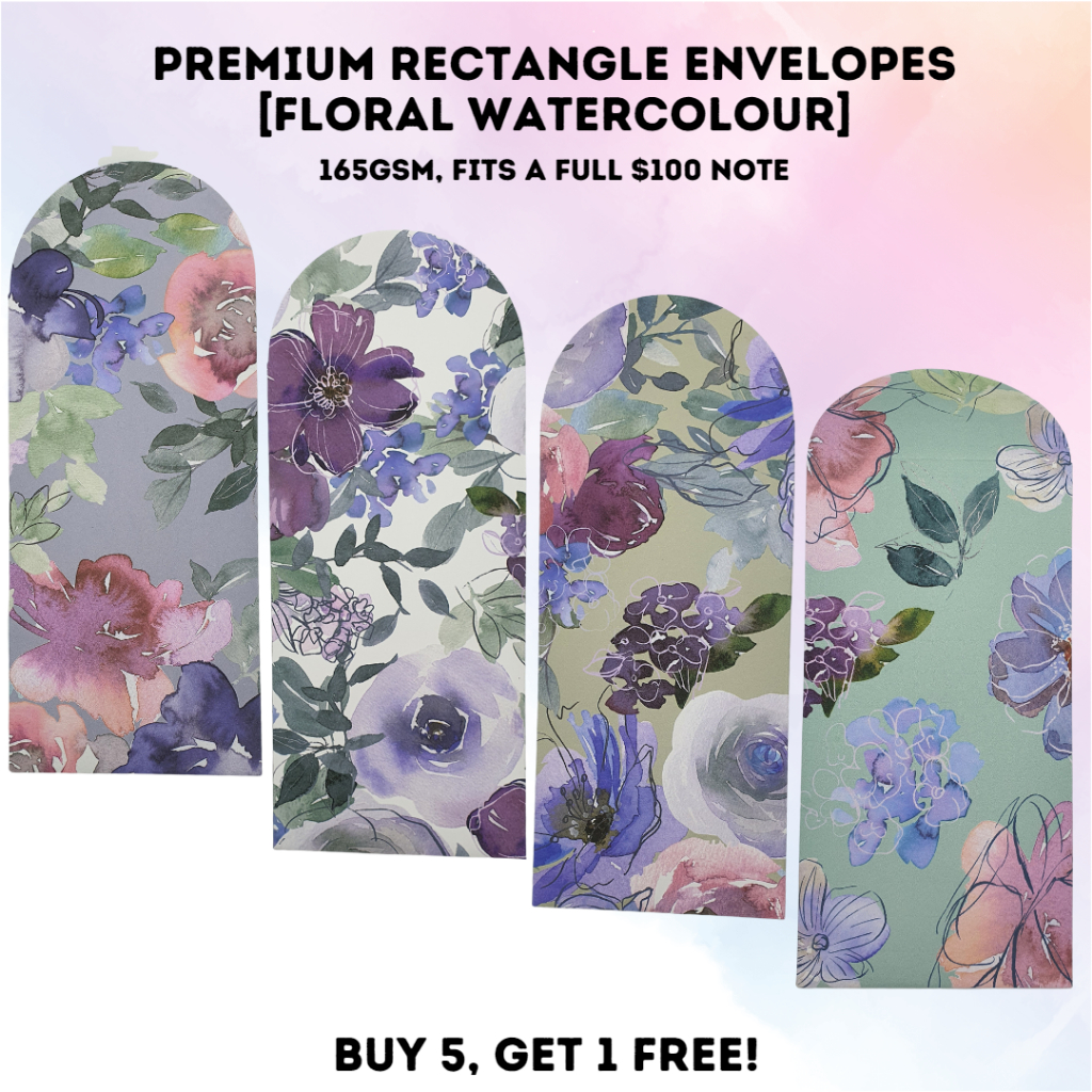 Watercolour Floral Collection | Rectangle Money Moi Envelope | Hong Bao ...
