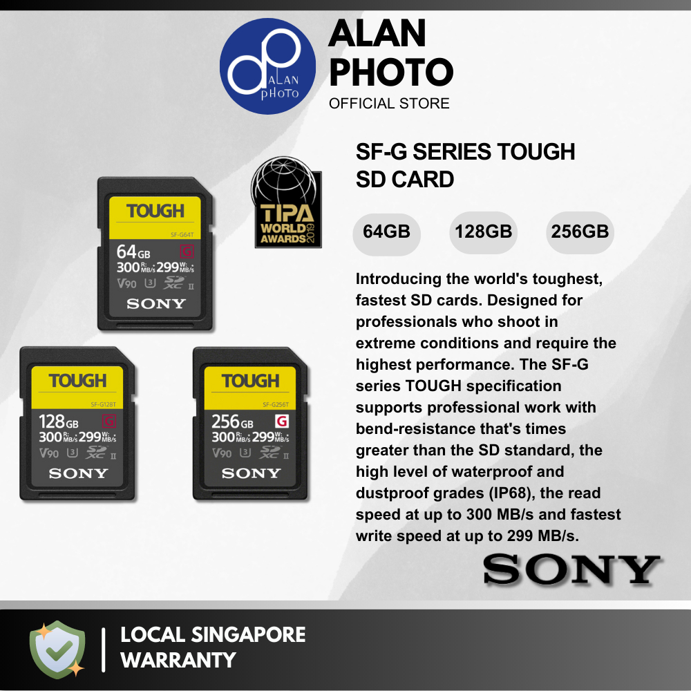 Sony SF-G Tough Series UHS-II SDXC Memory Card 64GB SF-G64T/128GB SF ... Sony SF-G Tough Series UHS-II SDXC Memory Card 64GB SF-G64T/128GB SF ...