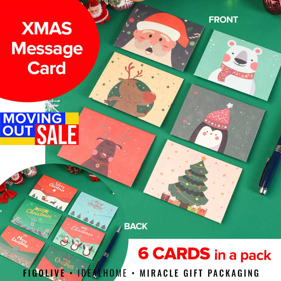 6 pcs Mini Christmas Greeting Cards , Cute Handy Message Card for Gift ...