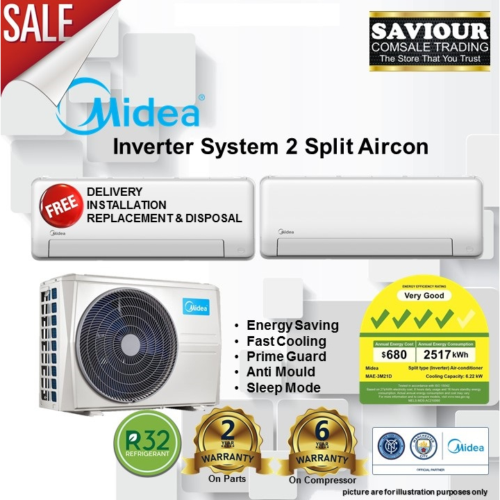 MIDEA MAE3M21D / MSEID-09 (S) x 2 ALL EASY PRO R32 (4 tick) Inverter ...