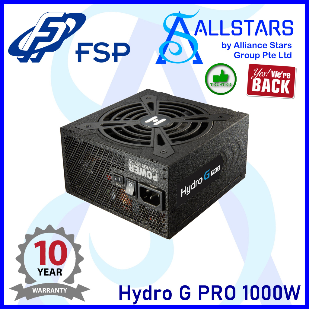 FSP Hydro G PRO 1000W 80+GOLD ATX3.0 / PCIE Gen5 Power Supply (HG2-1000) (Warranty 10years with ...