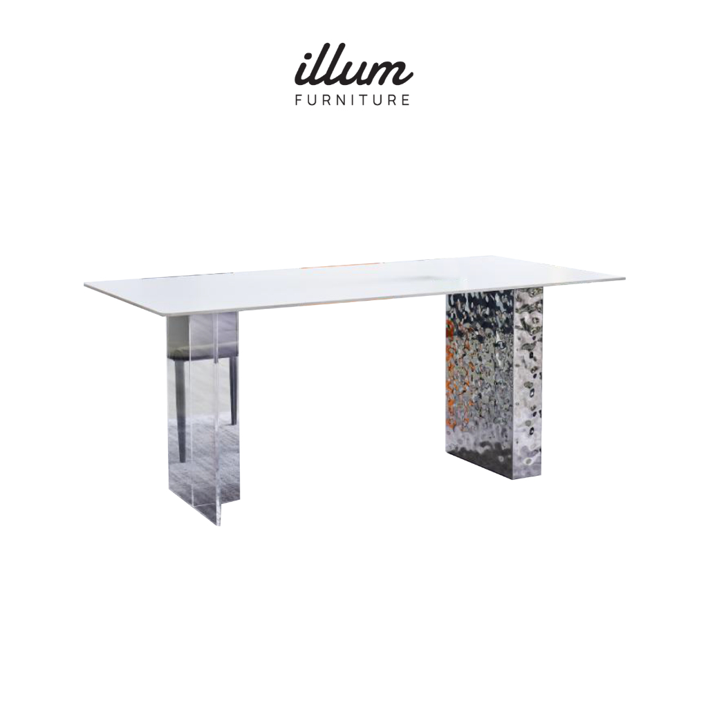 illum Darwin Dining Table Acrylic Stainless Steel Legs Modern Design | Shopee Singapore