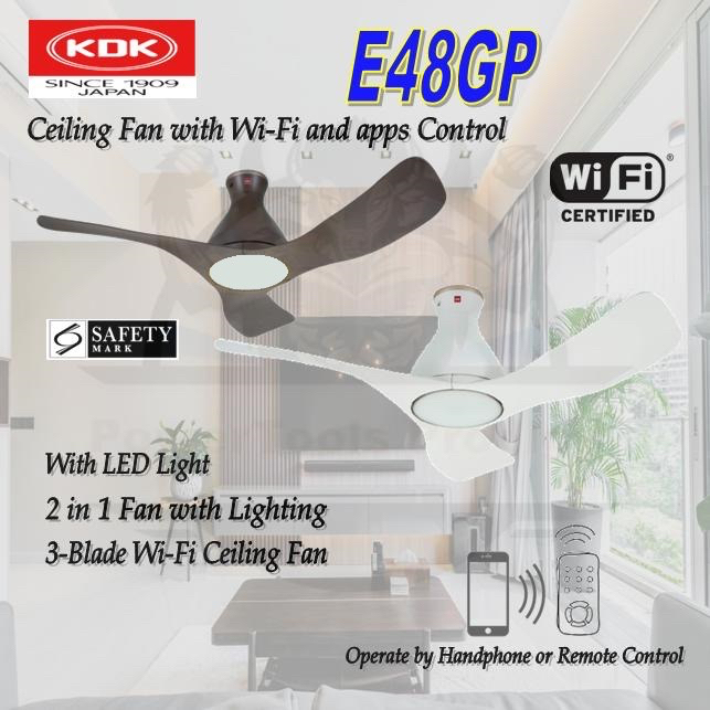 KDK E48GP WIFI CEILING FAN WITH LED LIGHT WITH FREE DISPOSAL + DELIVERY ...