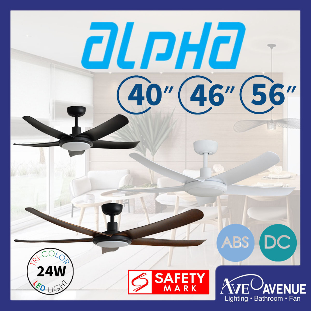 ALPHA PAZION G2 40/46/56 Inch 5 BLADES DC Motor Ceiling Fan w 3 Tone LED Light Kit n Remote ...