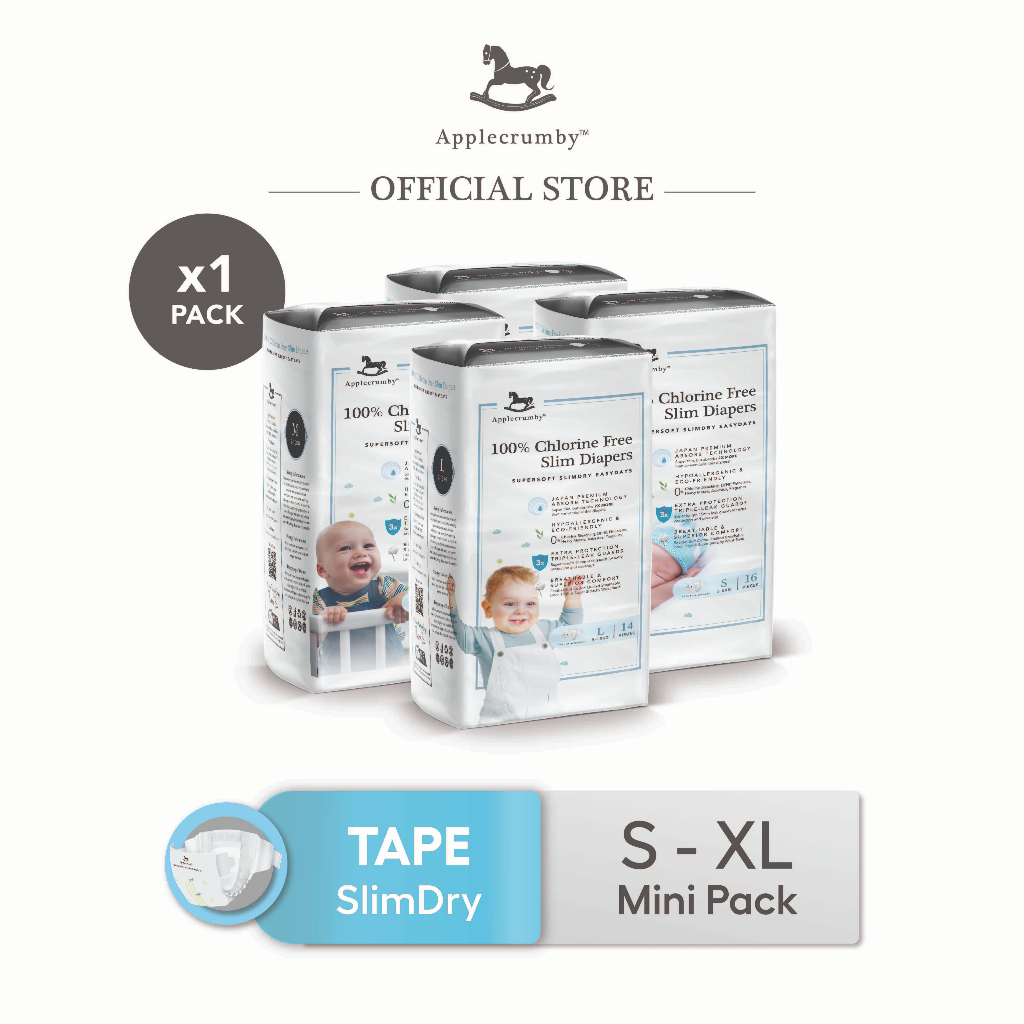 Applecrumby™ Chlorine Free SlimDry EasyDay Tape Diapers (Mini Pack ...