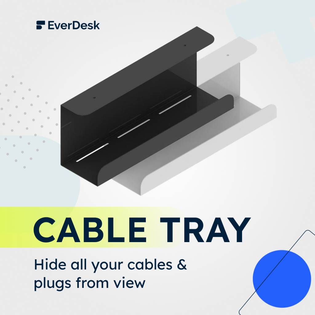 EverDesk Cable Tray - Cable Management, Under Desk Wire Organizer ...