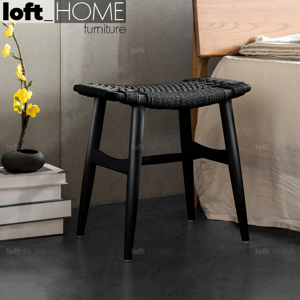 Loft Home Japandi Wood Woven Rope Dining Stool WOVEN | Shopee Singapore
