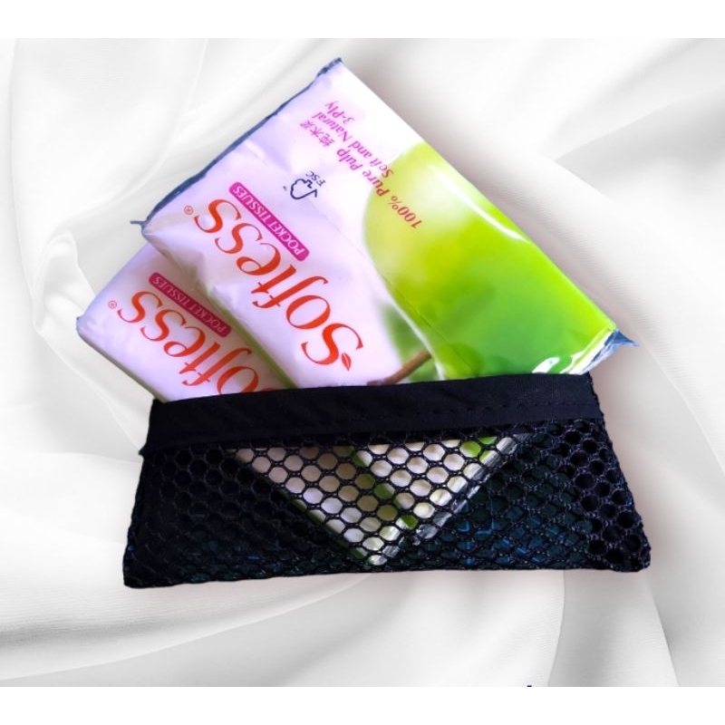Handmade Black Mesh Type Netting Pocket Tissue Pouch essential pouch ...