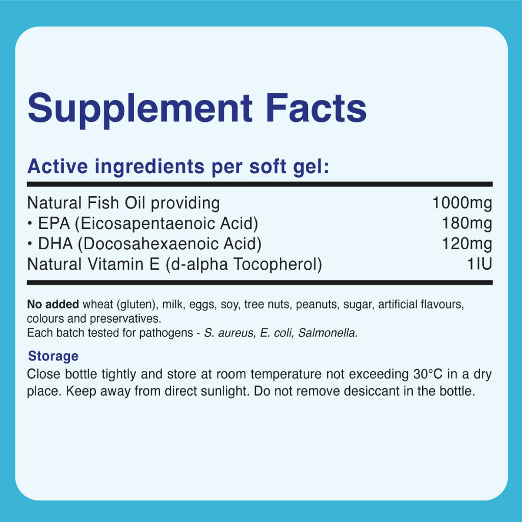 Omega-3 Fish Oil 1000mg (60s)- Ocean Health (For Heart, Brain, Eyes ...