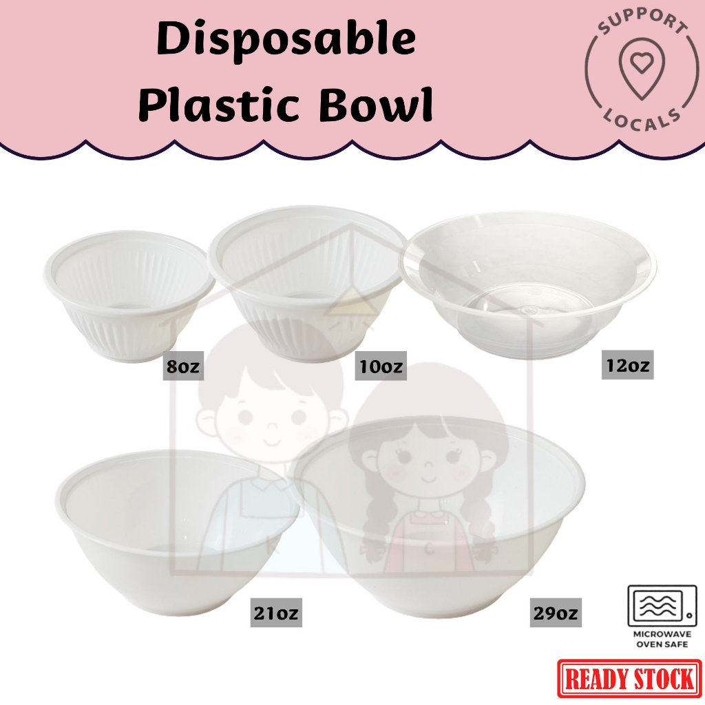 🔥SG Ready Stock🔥 Disposable Plastic Bowl ⭐️ 6oz/ 10oz/ 12oz/ 21oz/ 24oz ...