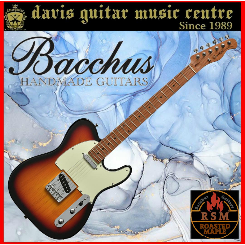 Bacchus BTE-1-RSM-M--3TS 3 Tone Sunburst Tele Electric Guitar with Single Coil 1 Volume 1Tone ...